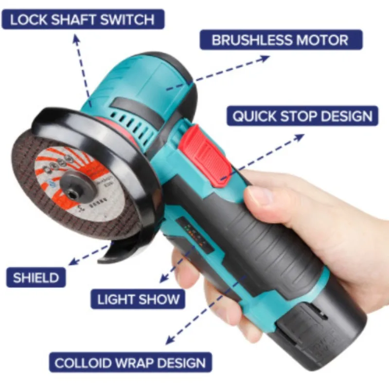HILIXUN Rechargeable Mini Angle Grinder Lithium Electric Angle Grinder ...