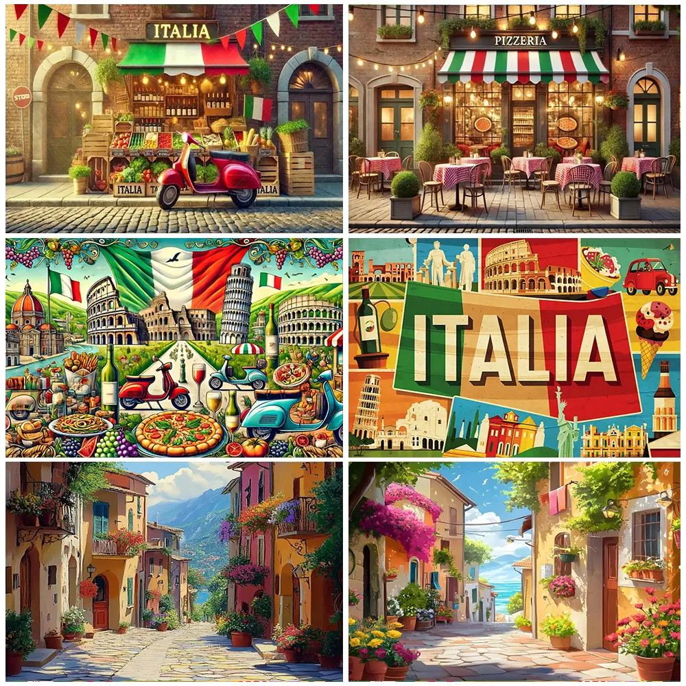 The Italian Street Theme Backdrop Charming Italian Restaurant Scene ...