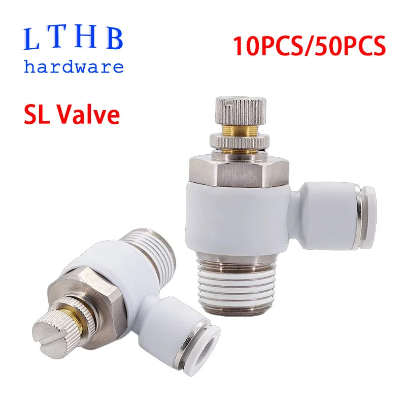 10/50PCS SL Pneumatic Hand Valves Speed Control Connector Air Hose 6/8 ...