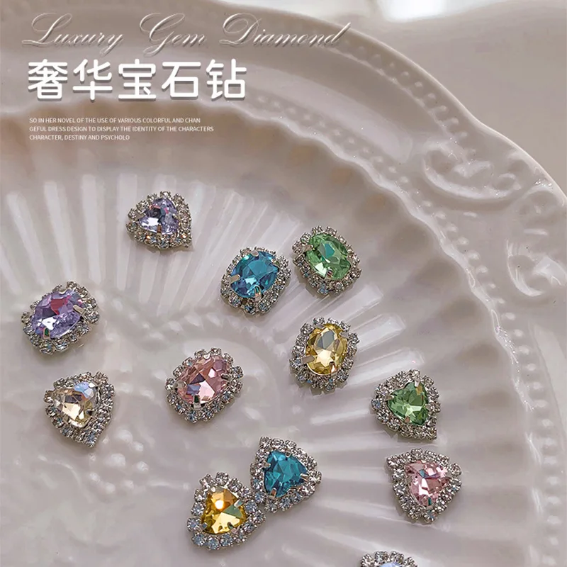 5Pcs Nail Art Luxury Diamonds Sparkle Shiny Crystal Rhinestones For ...
