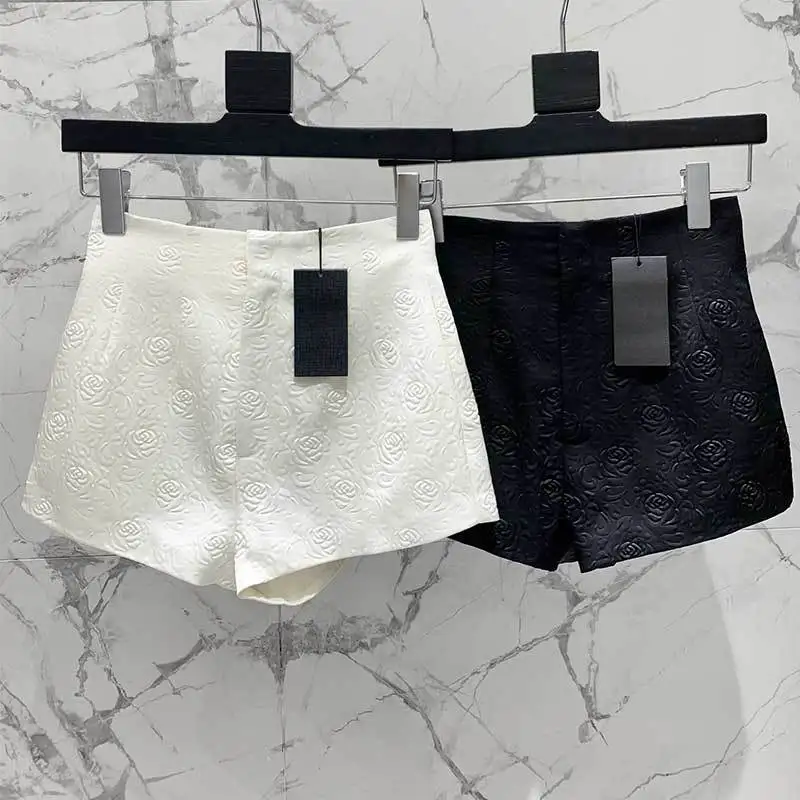 Women-s-High-Waist-Embossing-Shorts-Fashion-Summer-New-Covered-Button ...