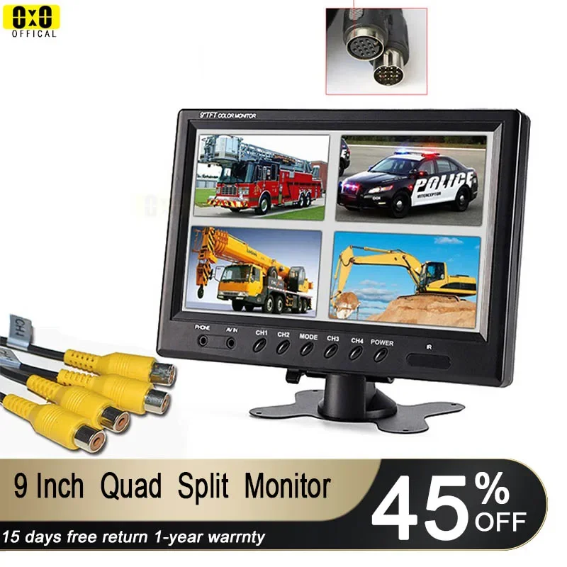 9-Inches-LCD-Split-Screen-Quad-Monitor-Car-Headrest-Rear-View-Monitor-4 ...