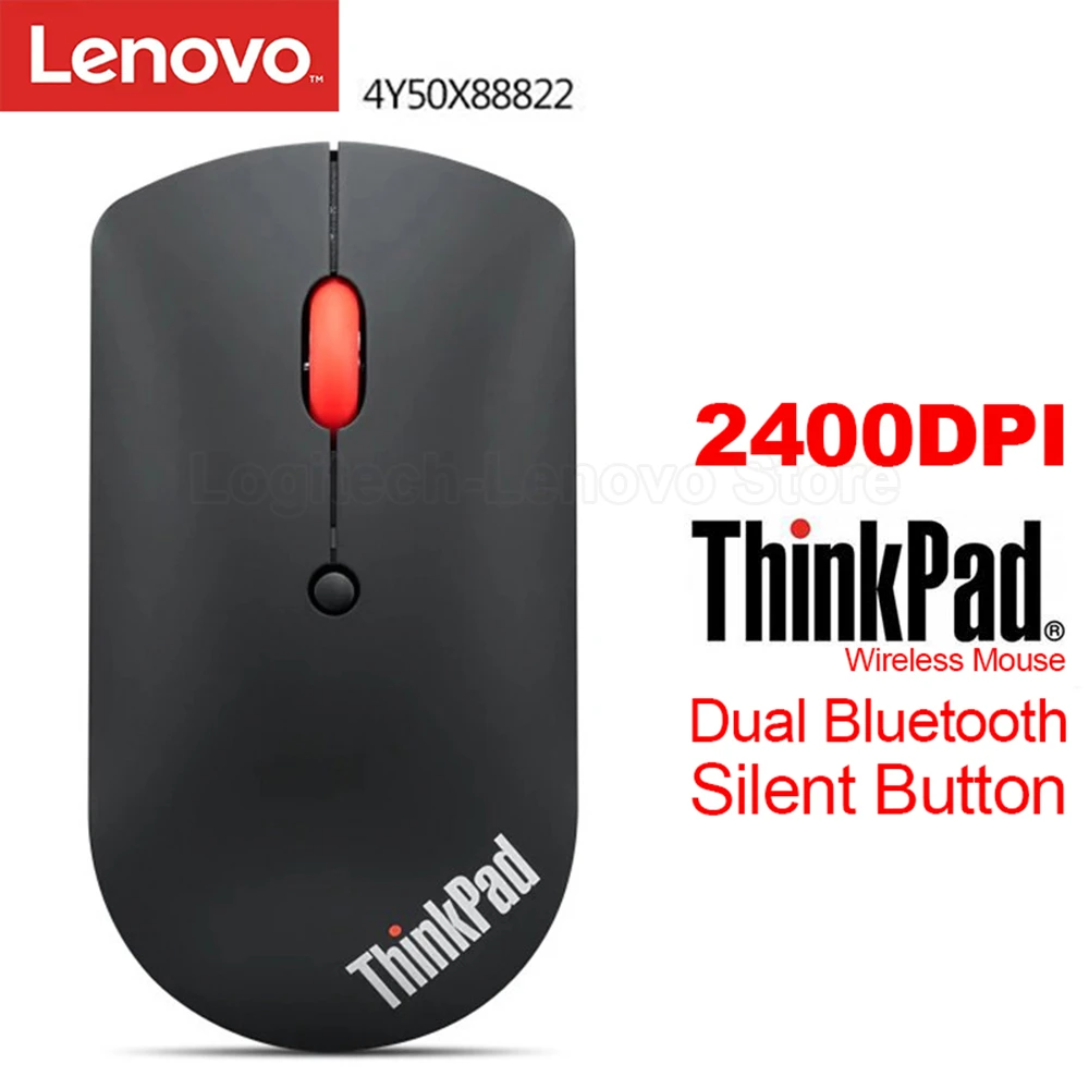Lenovo Thinkpad Dual Bluetooth Wireless Mouse With 2400dpi Ergonomic ...