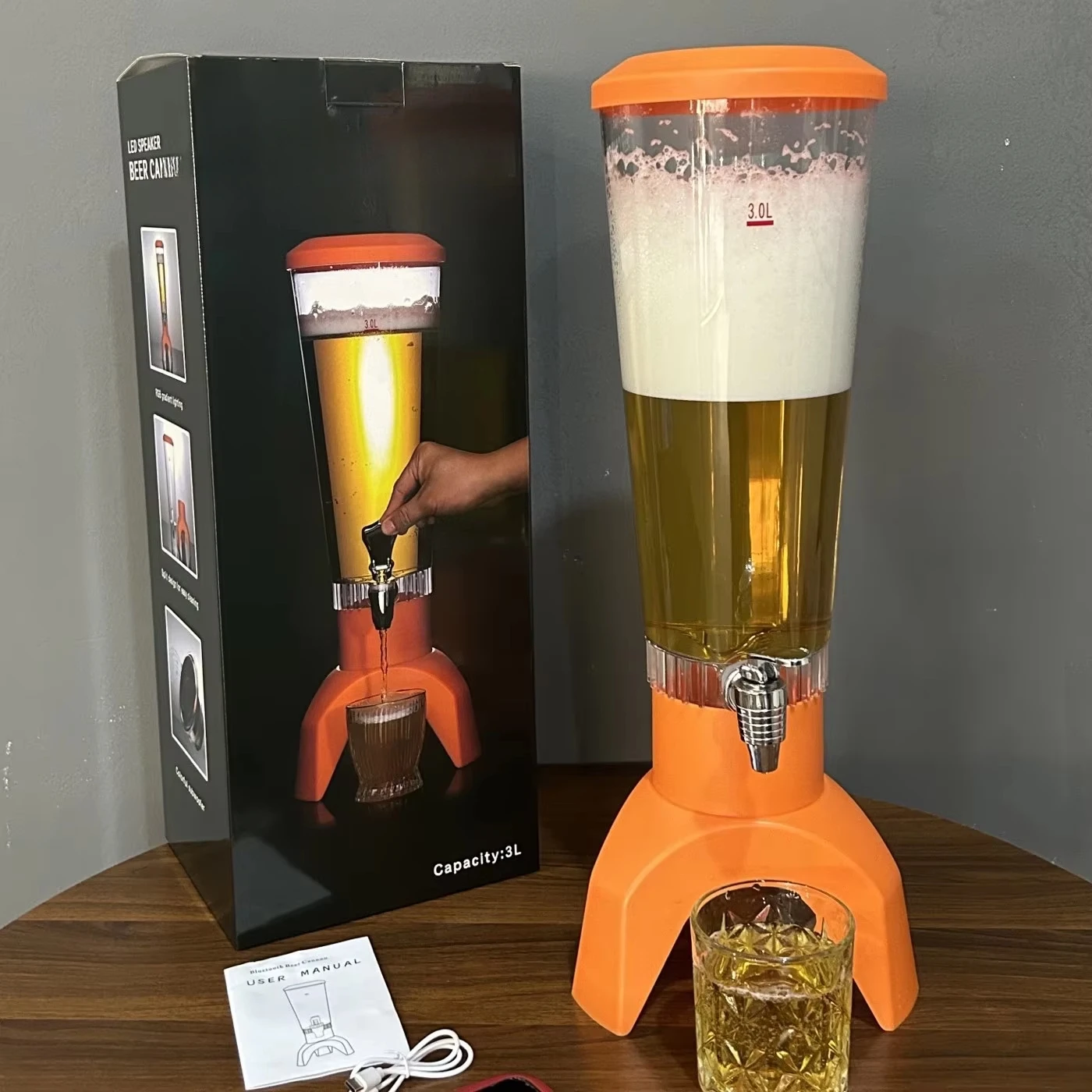 Plastic With Music Speaker 3L Beer Tower Beer Dispenser Buffet Beverage ...