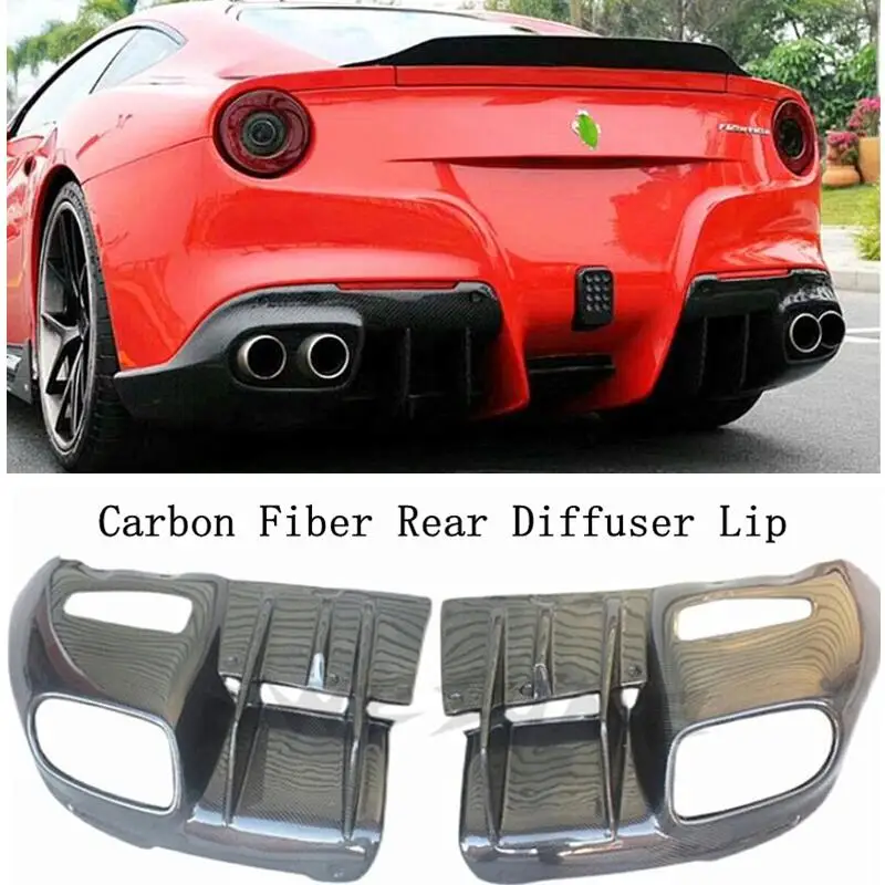 For Ferrari F12 2013-NO REAL Carbon Fiber Rear Diffuser Bumper Spoiler ...
