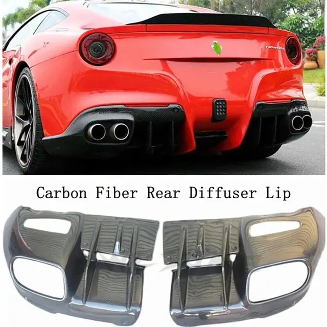 For Ferrari F12 2013-NO REAL Carbon Fiber Rear Diffuser Bumper Spoiler ...