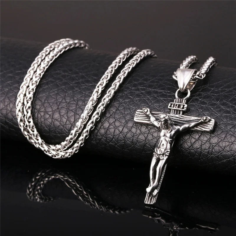 Mens-Jewellery-Christian-Amulet-Religious-Jesus-Cross-Necklace-Crucifix ...