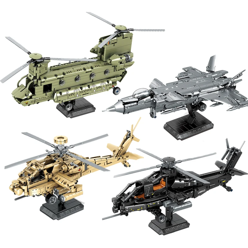 Military Modern AH-64 Apache Fighter CH-47 Chinook Helicopter J-20 ...