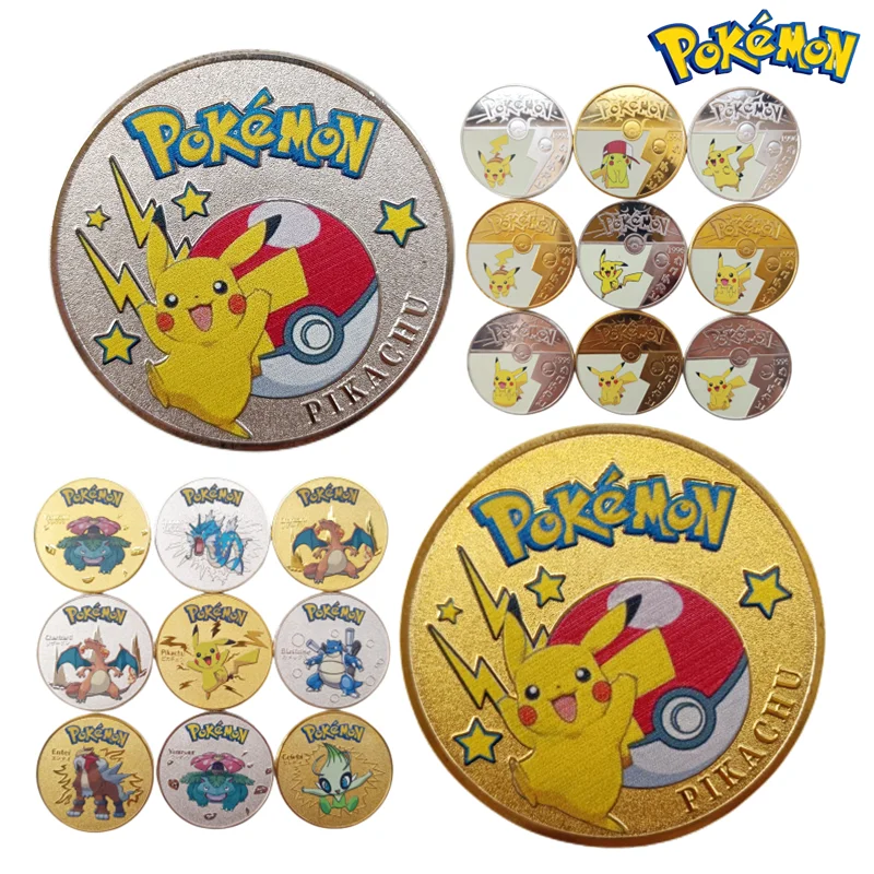 New Charming Pokemon Gold Plated Color 27 Patterns Commemorative Coin ...