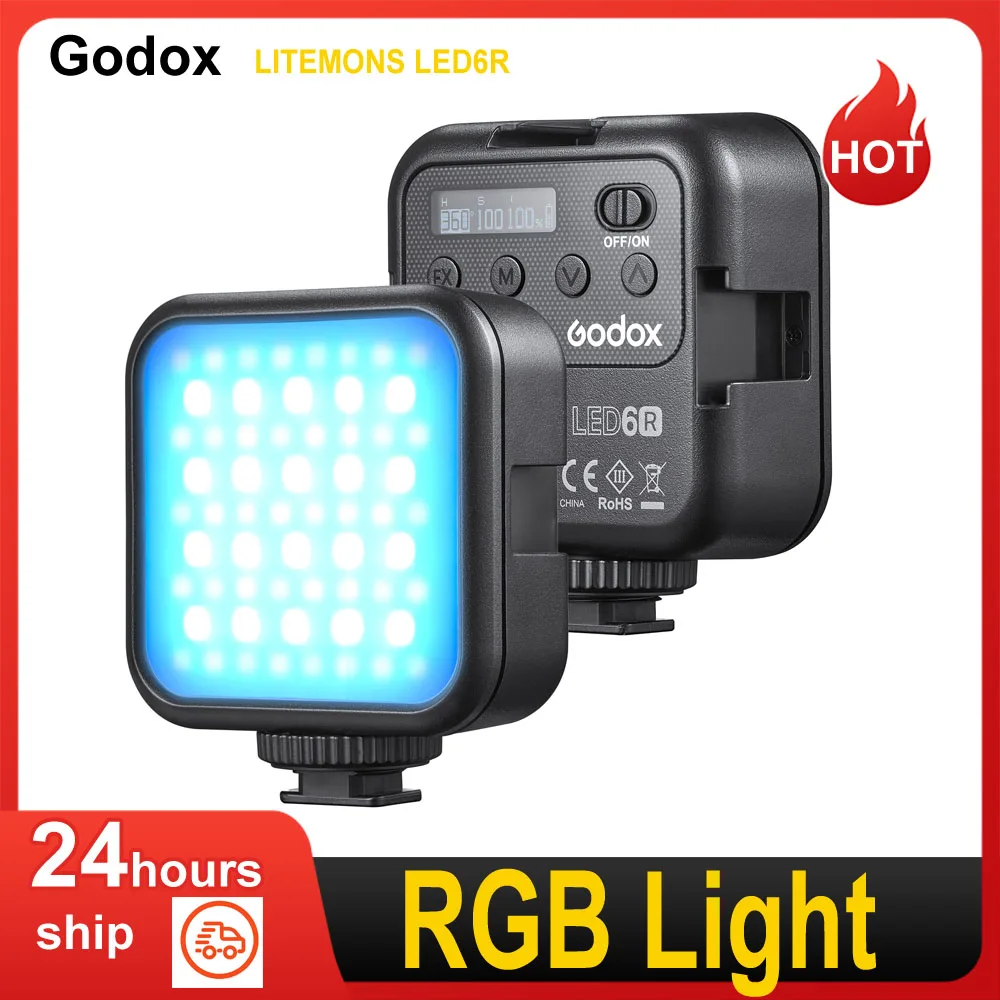 Godox litemons led6r rgb luz led vídeo mini fill in luz 3200k 6500k ...