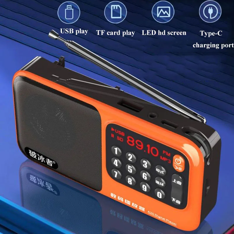 Portable-FM-Radio-Mini-Radio-Receiver-Handheld-Speaker-USB-TF-MP3-Music ...