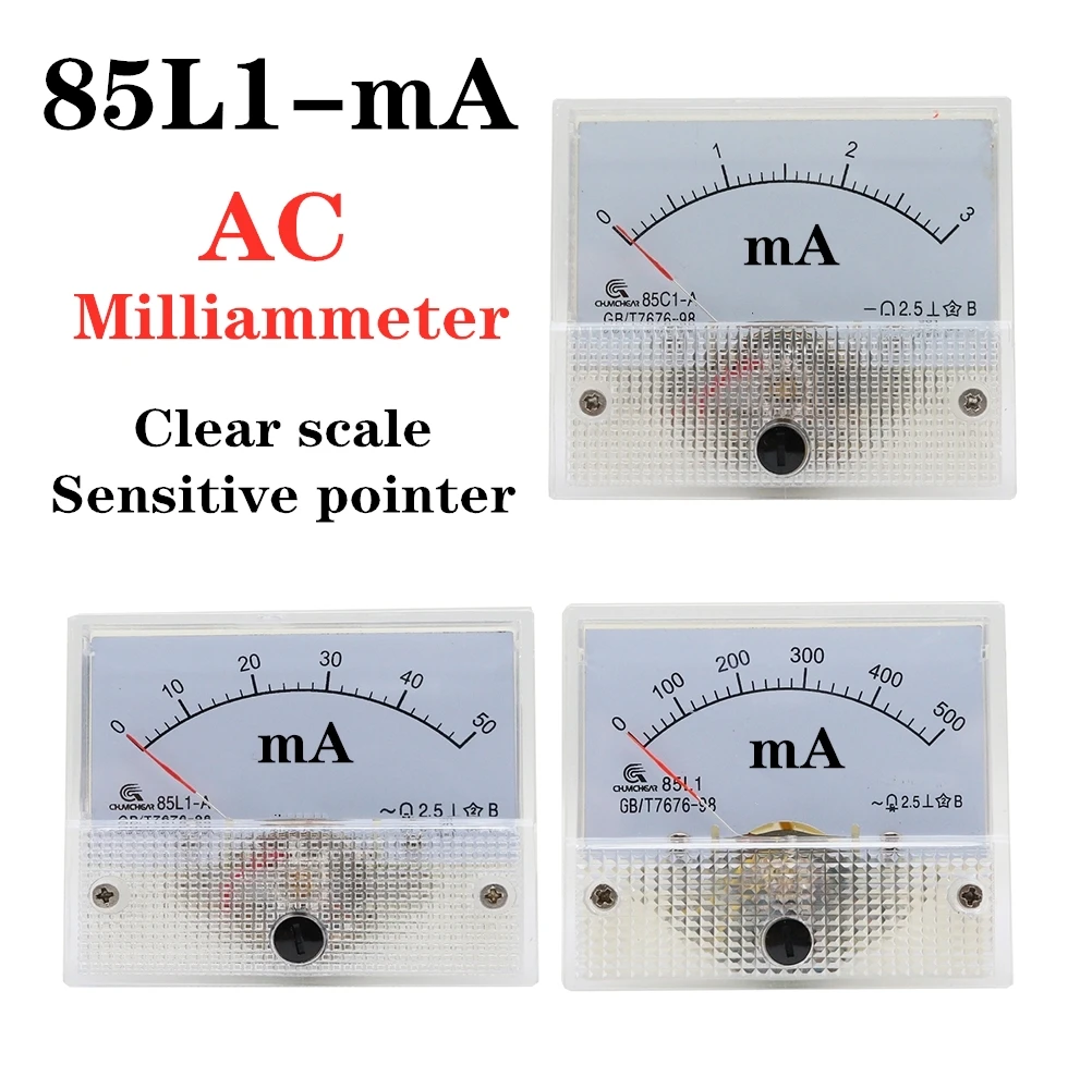 85L1-0-50mA-1mA-20mA-30mA-100mA-200mA-500mA-AC-Analog-Panel-Ampere ...