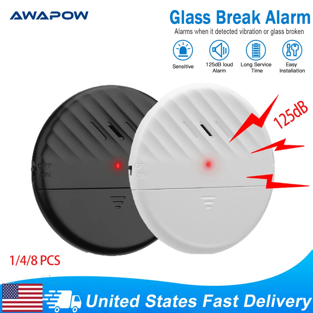 Awapow Wireless Window Door Vibration Sensor 125db Glass Break ...