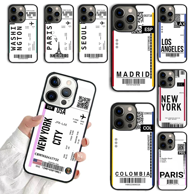 Airline-Ticket-Barcode-Phone-Case-For-iPhone-16-15-14-13-12-Mini-11-Pro ...