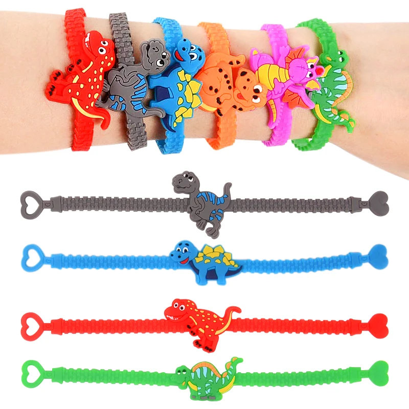 6pcs-Dinosaur-Party-Rubber-Bangle-Bracelets-Rings-Kids-Boys-Jungle-Dino ...