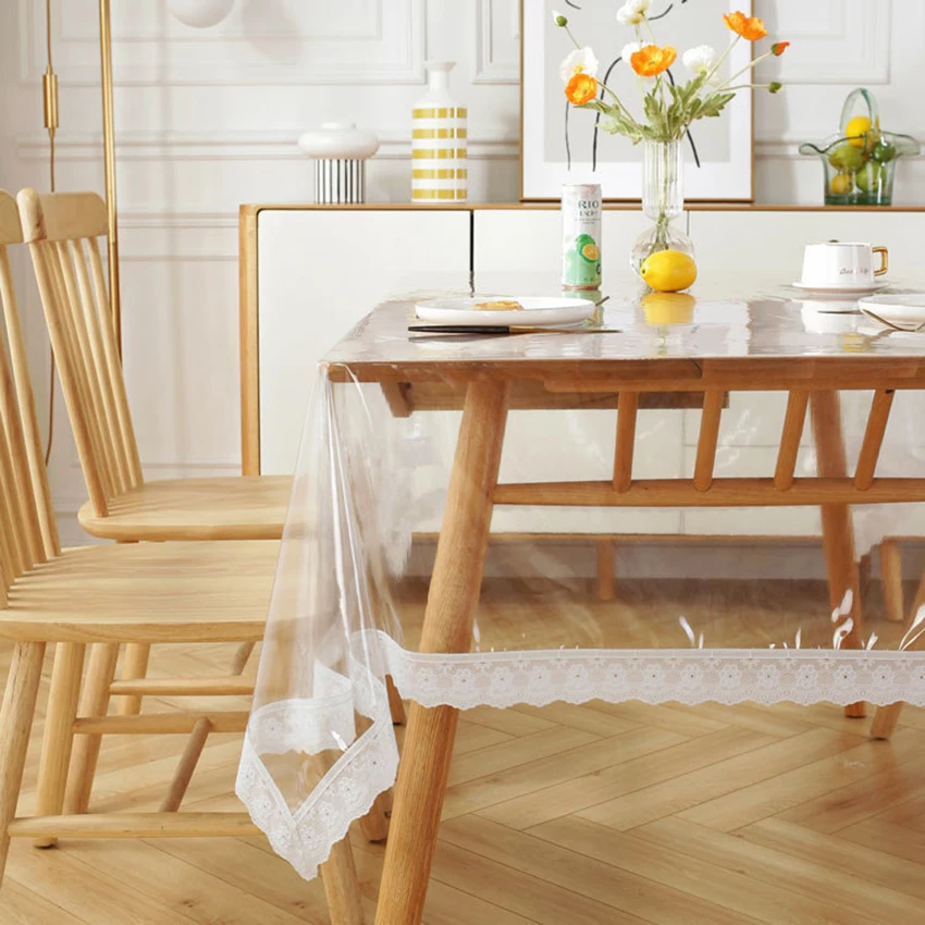Lace-Hem-Transparent-Tablecloth-Waterproof-Oil-proof-PVC-Table-Cloth ...
