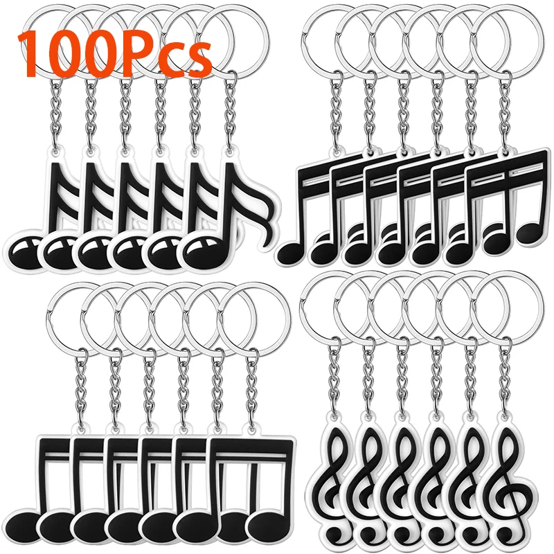 100Pcs-Musical-Note-Keychain-Music-Keychain-Roll-Themed-Keychains-for ...