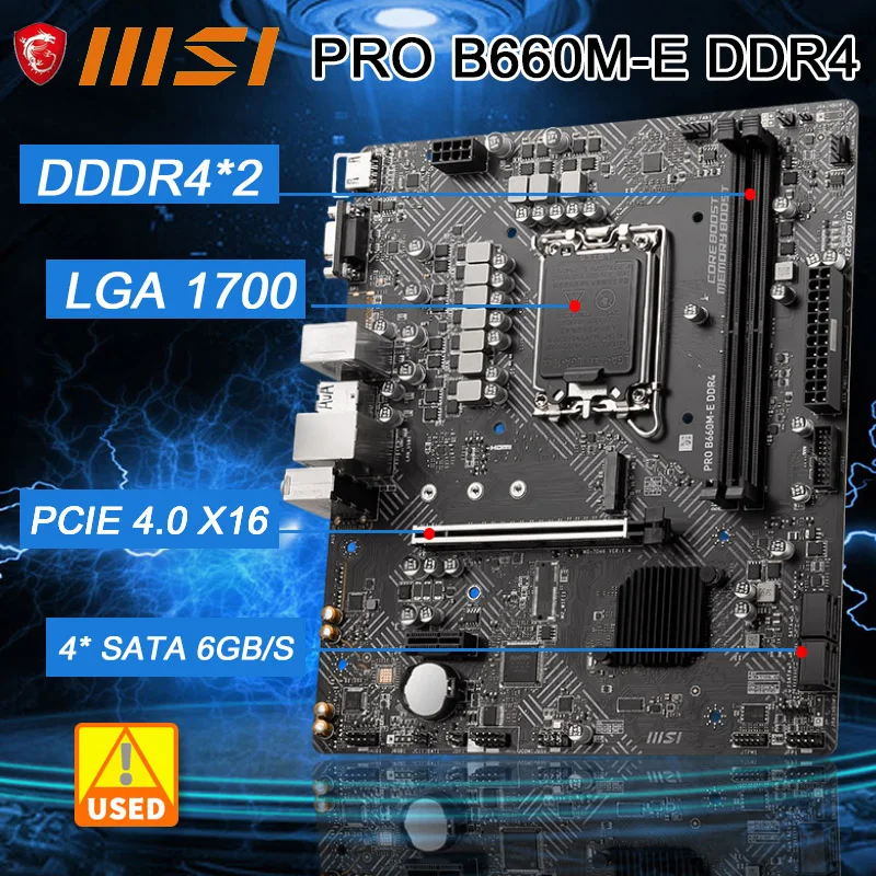 Placa base MSI PRO B660M E DDR4, Intel B660, LGA1700, DDR4, 64GB, HDMI ...