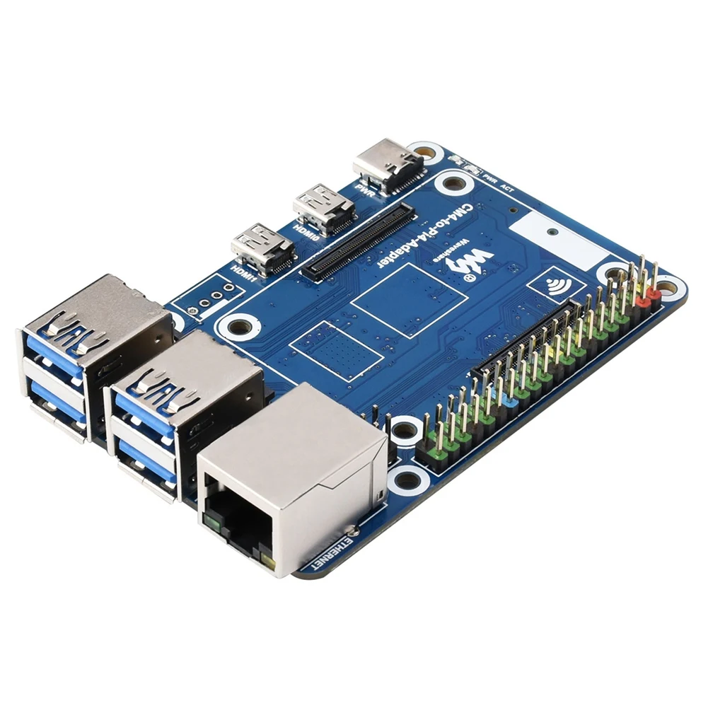 Waveshare CM4 Pi4B 확장 보드, 4 방향 USB3.0 + RJ45 기가비트 이더넷 포트, CM4 Pi4 어댑터 ...
