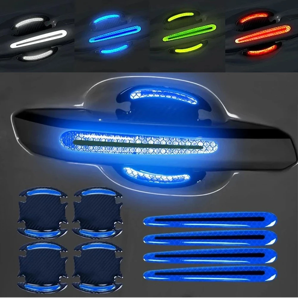 New Car Safety Reflective Strip 3d Carbon Fiber Car Door Handle ...