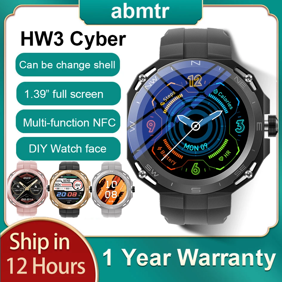 2023 New Hw3 Cyber Smartwatch Men 1.39" Full Screen Nfc Can Be Change ...