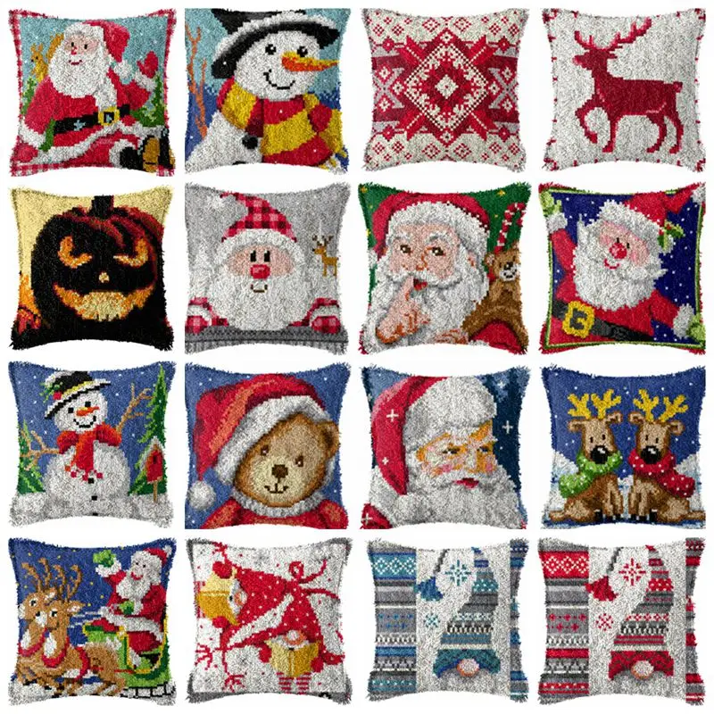 Christmas-Series-Segment-Embroidery-Pillow-Santa-Claus-Coarse-Wool ...