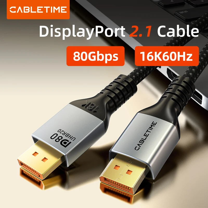 CABLETIME-DisplayPort-2-1-Cable-16K-60Hz-8K-120Hz-4K-240Hz-80Gbps ...