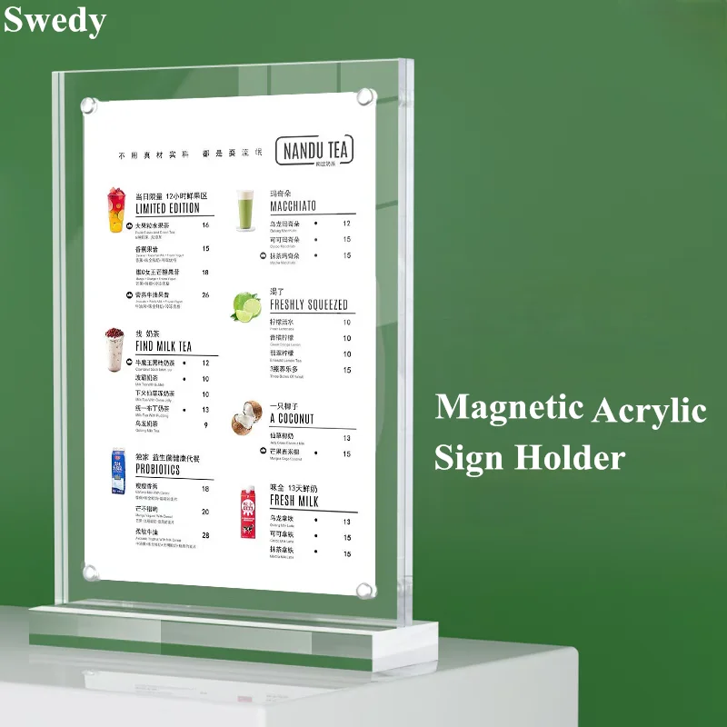 A5-15x21cm-Double-Sided-Magnetic-Table-Acrylic-Sign-Holder-Display ...