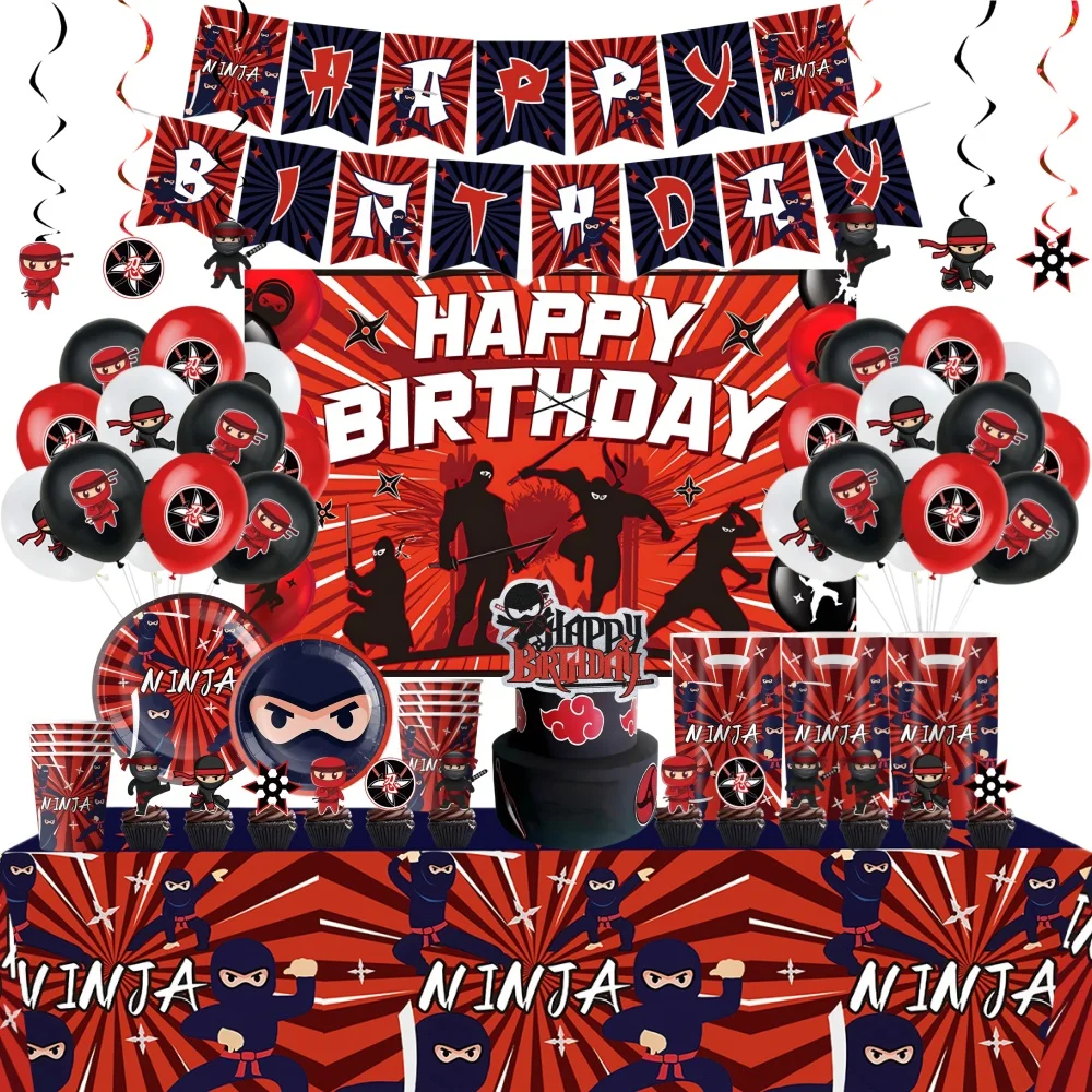 Ninja-Birthday-Decorations-Cartoon-Ninja-Theme-Balloons-Disposable ...