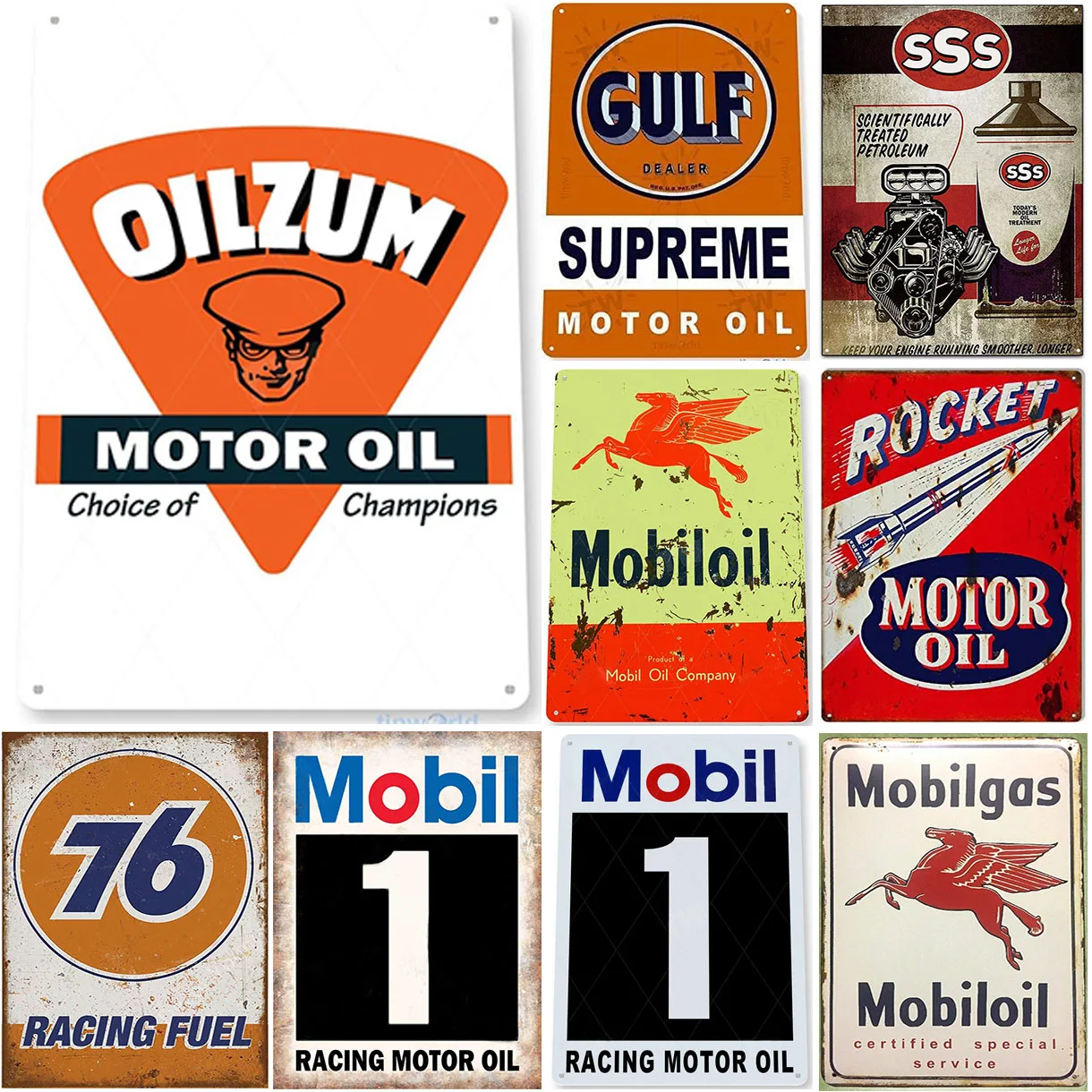 Motor-Oil-Metal-Tin-Signs-Wall-Art-Posters-Plaque-Sign-Vintage-Iron ...