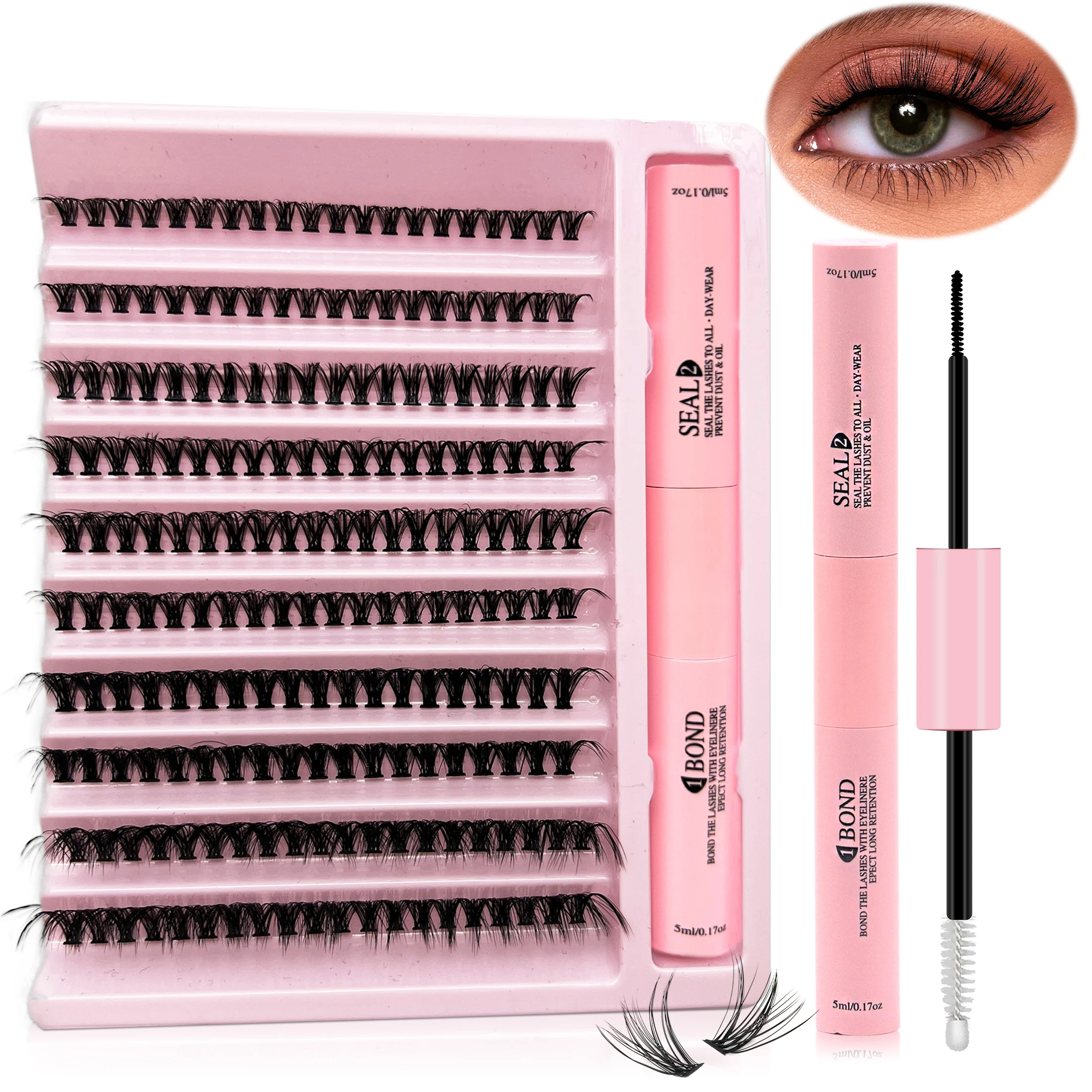 Eyelashes 200 PCS Clusters Lash Bond and Seal Makeup tools DIY Lashes ...