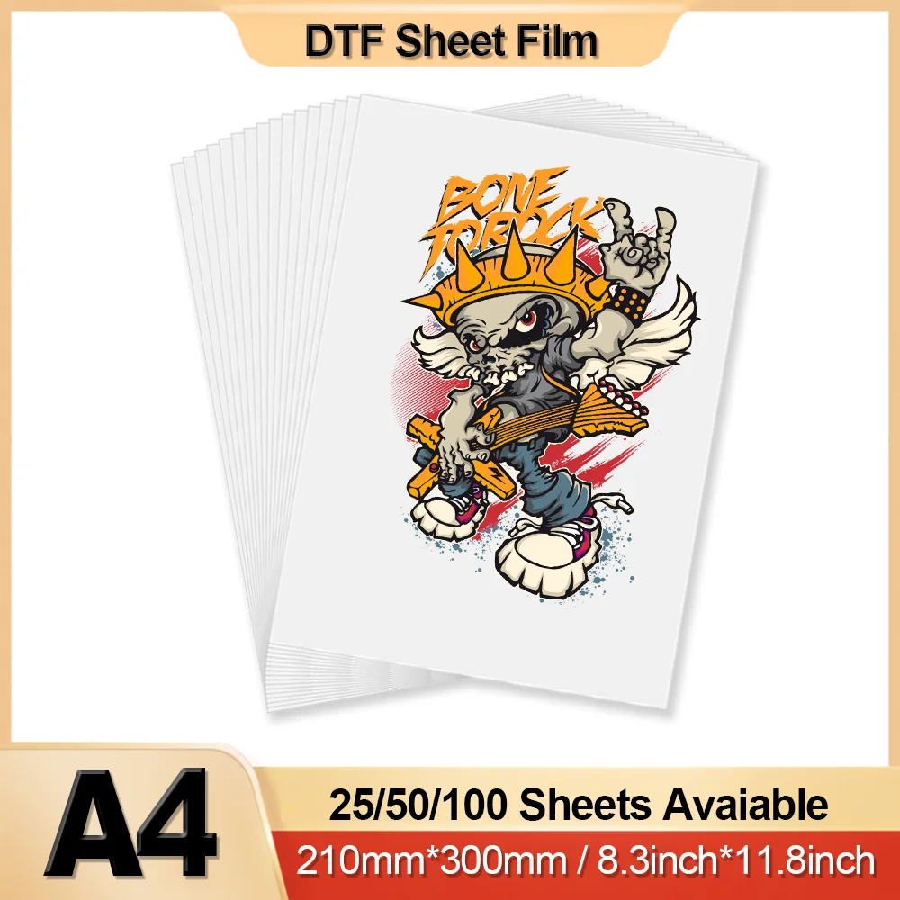 25/50/100 Sheets A4 DTF Transfer Film Paper 75U Thickness Transparent ...