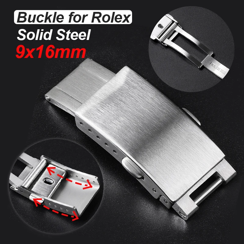 Solid-Stainless-Steel-Watchband-Buckle-for-Rolex-Daytona-9-16mm-Metal ...
