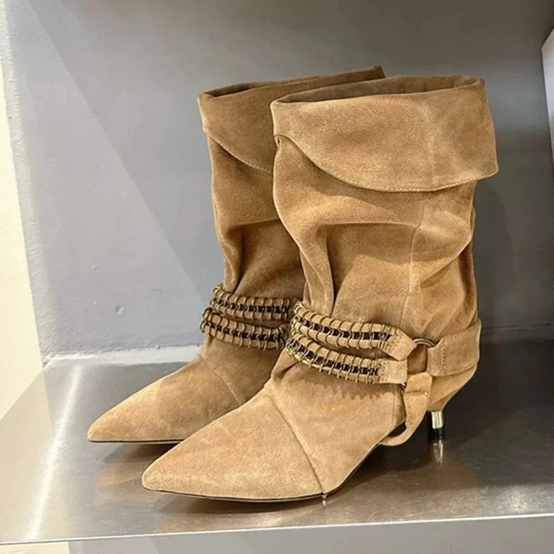 Zapatos de otoño e invierno, moda urbana, hebilla de Metal, botas de ...