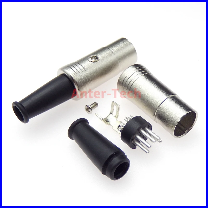 2PCS 5PIN DIN Connector Midi Cable Lead Audio Plug Male Inline Metal ...