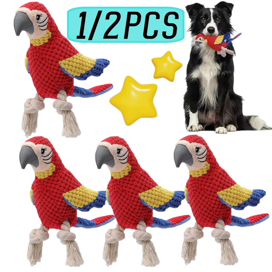 1-2-5PCS-Indestructible-Plush-Parrot-Dog-Toy-Squeaky-Stuffing-Toy-Pet ...