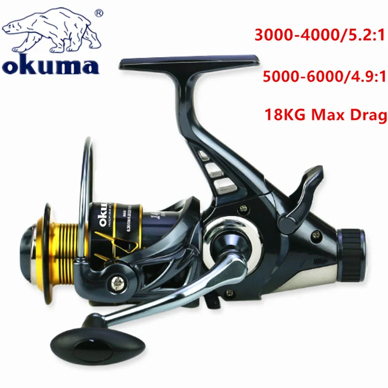 New Okuma Dual Brake Metal Wire Cup Fishing Reel 18K Max Drag5.2:1/4.9 ...