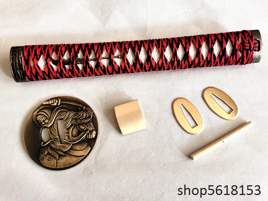 26cm red black handle alloy gold dragon tsuba Seppa Habaki Bamboo Nail ...