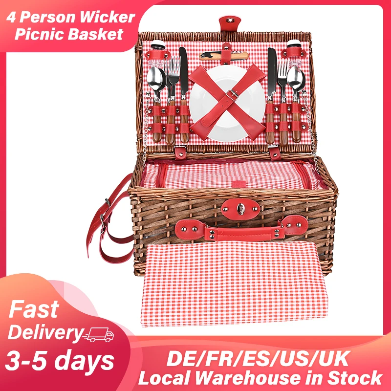 Wicker-Camping-Picnic-Basket-Set-Piquenique-artesanal-Cobertor-imperme ...