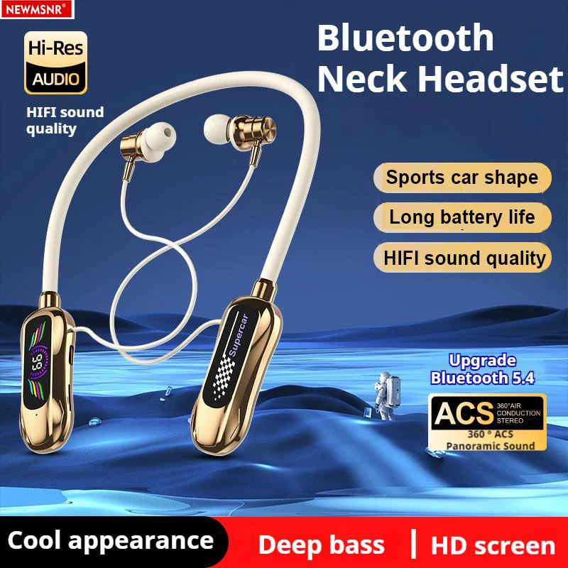 Sports Car Shape Stereo Sound Neckband LED Display Wireless Bluetooth ...