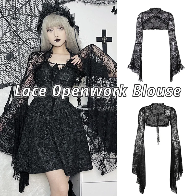 Women-Lace-Shawl-Gothic-Dress-Smock-Outfits-Shawls-Tops-Vintage-Black ...