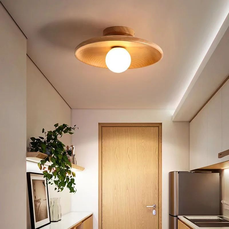 Modern Wooden Ceiling Light Log Color Walnut Wood Ceiling Lamps for ...
