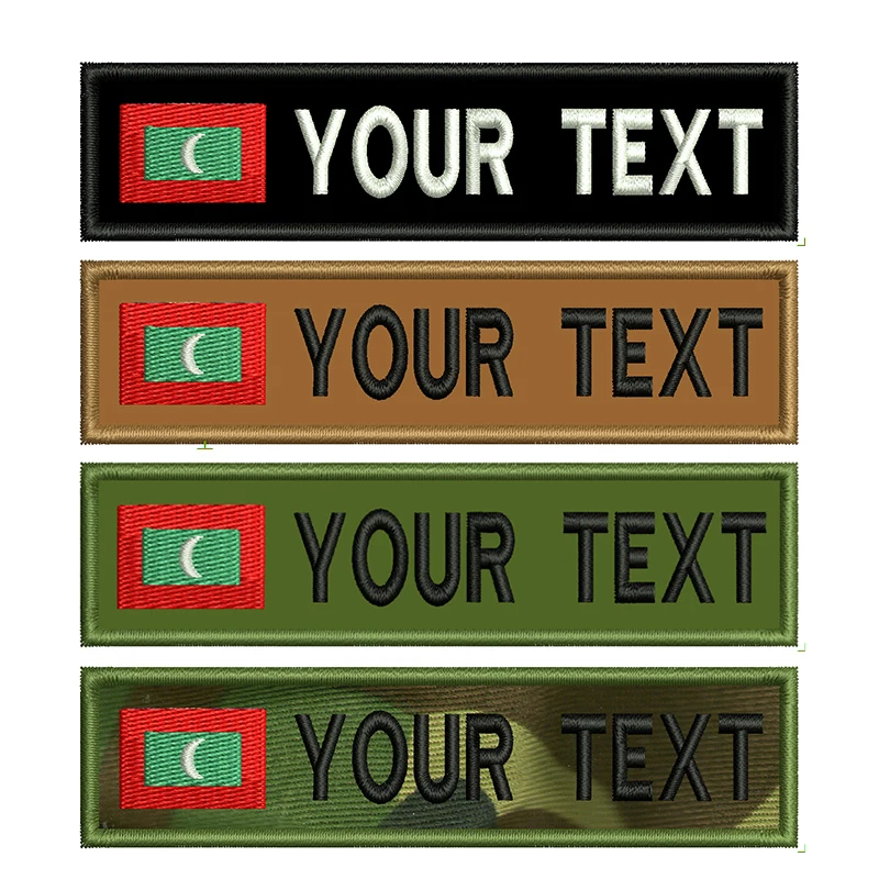Maldives-Flag-Custom-Name-Patches-Embroidery-Badges-Stickers-Sewing-On-Hook-Backing-Iron-On ...