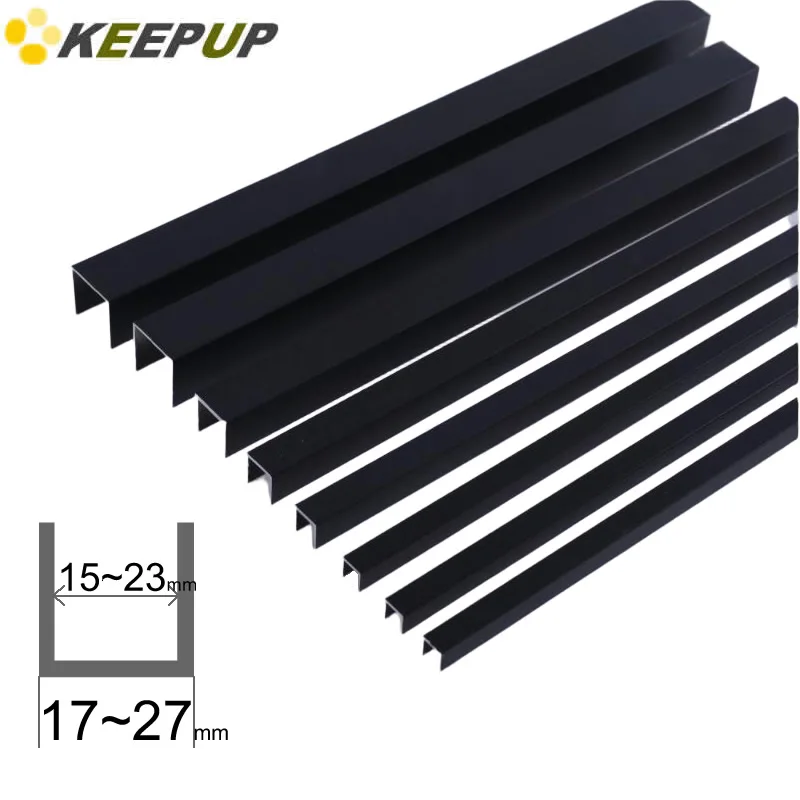 Black U shaped groove channel aluminum slot Equilateral Inner width 15 ...