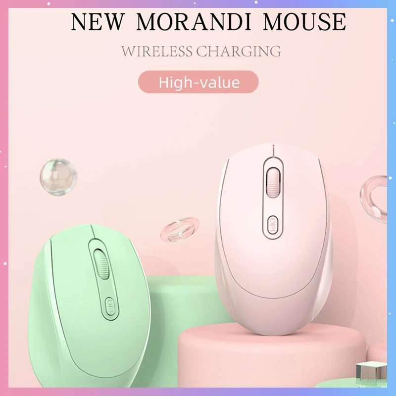 Morandi-ratón inalámbrico recargable para mujer, Mouse de oficina con 4 ...