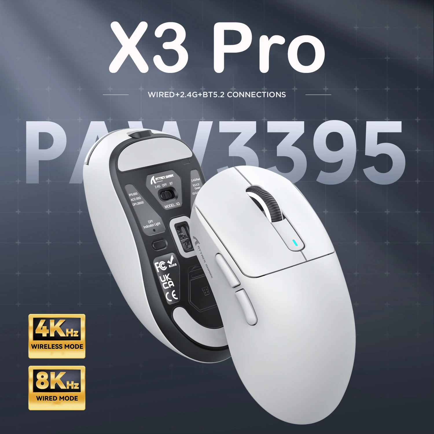 X3-Pro-PixArt-PAW3395-4K-Wireless-Bluetooth-Mouse-2-4G-Tri-Mode ...