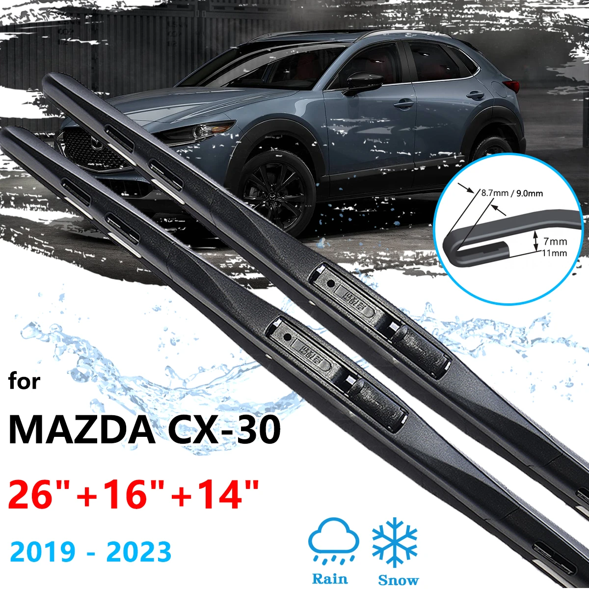 For Mazda CX-30 CX30 DM 2019~2023 Front Rear Rain Brushes Wiper Blades ...