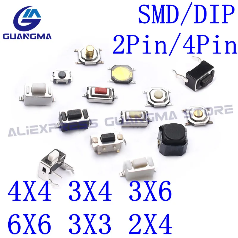 1000PCS-Tactile-Tact-Push-Button-Micro-Momentary-Switch-4-4MM-3X4H-3-6 ...