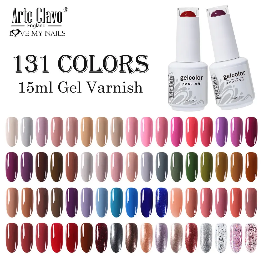 Arte-Clavo-131-Colors-Gel-Polish-Nail-Gel-Varnish-Paint-Semi-Permanent ...