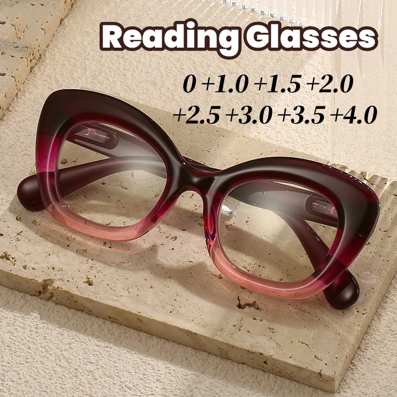 Vintage Round Frame Reading Glasses Women Anti Blue Light Farsighted ...